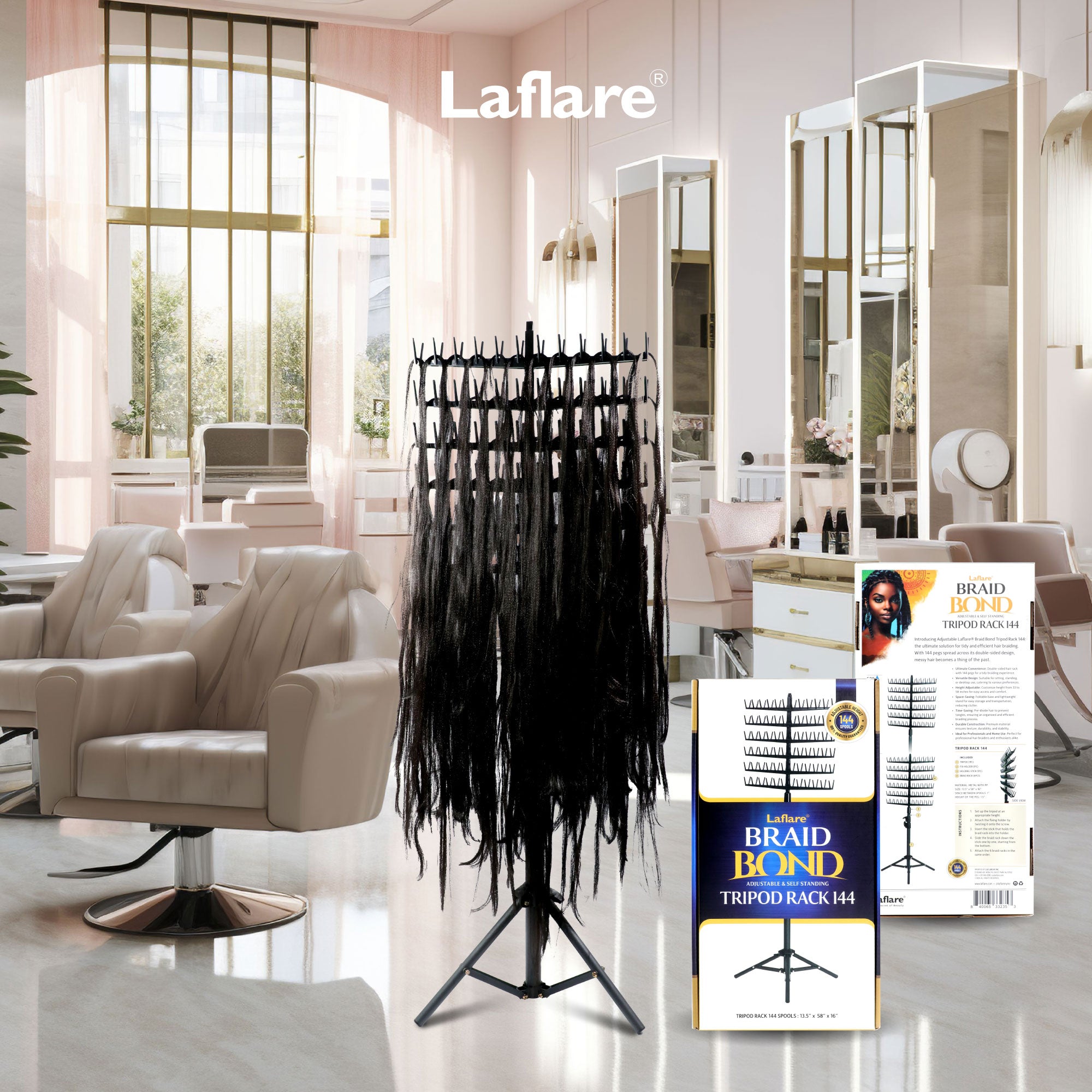 BRAID BOND TRIPOD RACK 144 PEGS BRAIDING HAIR STAND – Laflare USA